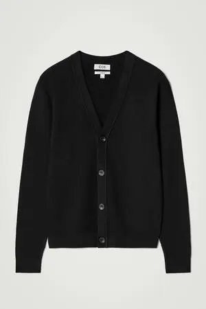 Cos Textured Knitted Cotton V-neck Cardigan