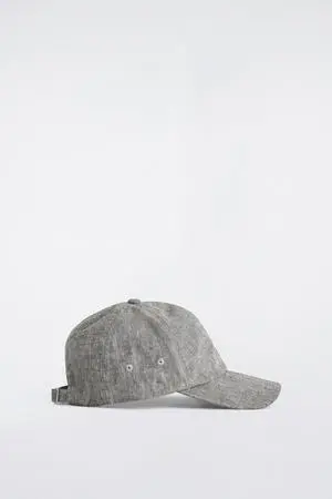 Cos Linen Baseball Cap Gray