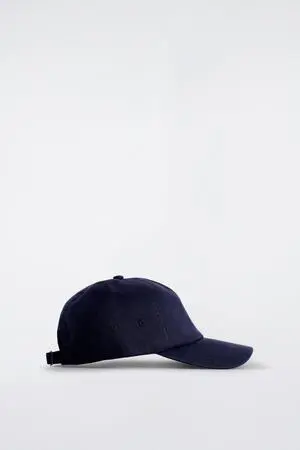 Cos Linen Baseball Cap Navy