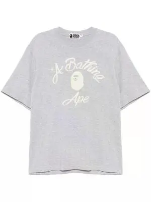 A BATHING APE Chain Stitch College T-shirt - Grey