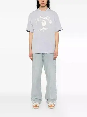 A BATHING APE Chain Stitch College T-shirt - Grey