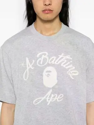 A BATHING APE Chain Stitch College T-shirt - Grey