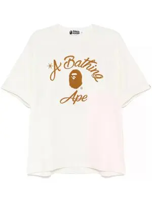A BATHING APE Chain Stitch College T-shirt - Neutrals