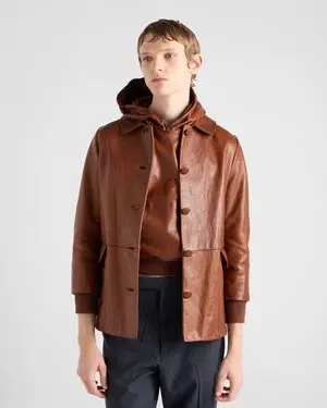 Prada Leather Blouson Jacket - Palisander | Editorialist