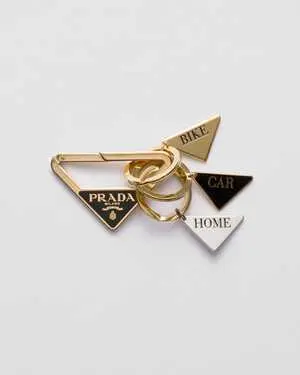 Prada Metal Triangle Keychain - Gold/black