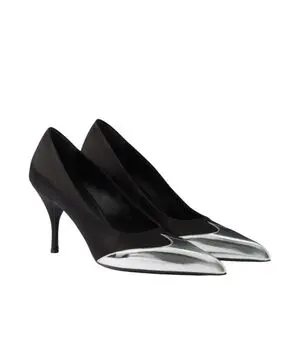 Prada Satin And Metallic Leather Pumps