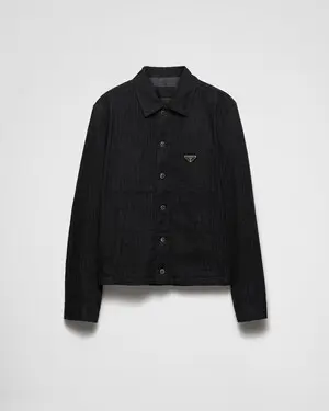Prada Chevron Denim Blouson Jacket - Black