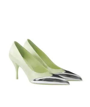 Prada Satin And Metallic Leather Pumps