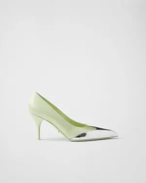 Prada Satin And Metallic Leather Pumps