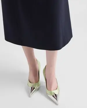 Prada Satin And Metallic Leather Pumps