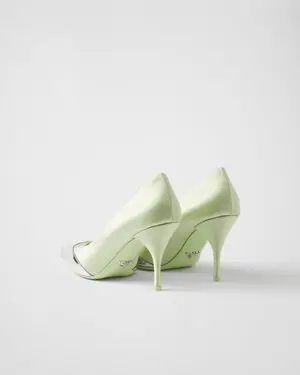 Prada Satin And Metallic Leather Pumps