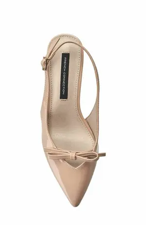 French Connection Quinny Slingback Kitten Heel - Nude Patent