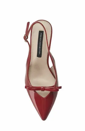 French Connection Quinny Slingback Kitten Heel With Bow Detailing - Redpt