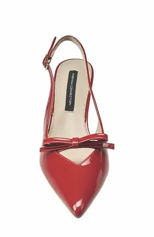 French Connection Quinny Slingback Kitten Heel With Bow Detailing - Redpt