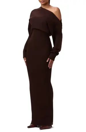 Naked Wardrobe One-shoulder Maxi Sweater Dress