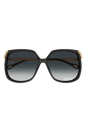 Chloé Chloé 60mm Gradient Square Sunglasses Black/ Grey