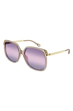 Chloé 60mm Gradient Square Sunglasses - Purple/ Brown