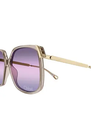 Chloé 60mm Gradient Square Sunglasses - Purple/ Brown