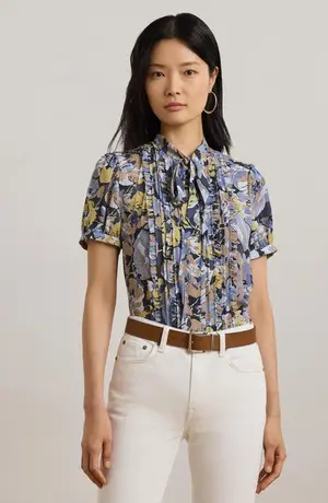 Ralph Lauren Floral Ruffle Georgette Top