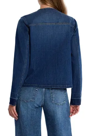 WASH LAB DENIM Clara Collarless Jacket - Ahoy Blue