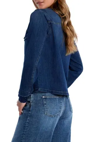 WASH LAB DENIM Clara Collarless Jacket - Ahoy Blue