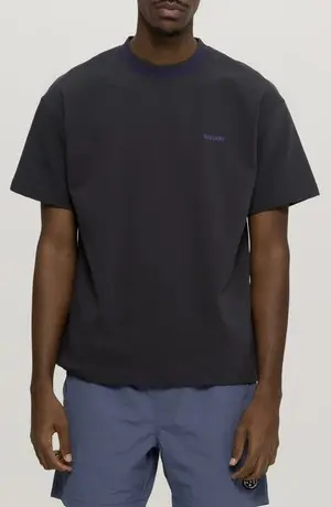 MAUI & SONS Break Neck Oversize Textured Cotton T-shirt - Iron