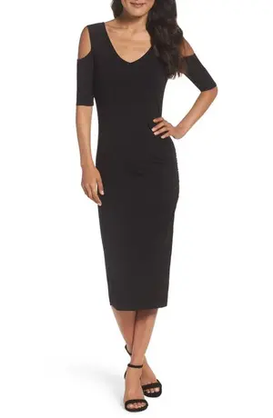 Felicity & Coco Cold Shoulder Midi Dress - Black