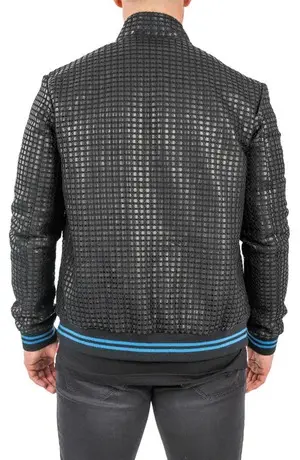 MACEOO Geometric Leather Jacket
