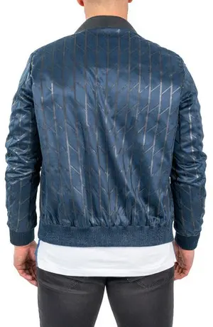 MACEOO Ladder Print Leather Jacket
