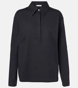 THE ROW Roddie Cotton And Silk Jersey Polo Shirt - Blue