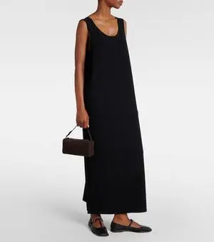 THE ROW Square T-strap Leather Flats - Black