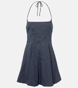 Staud Leone Linen-blend Denim Minidress - Blue