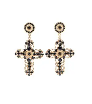 Dolce & Gabbana Crystal Cross Clip-on Earrings - Gold