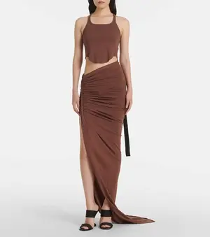 Rick Owens Cropped Cotton Jersey Tank Top - Brown