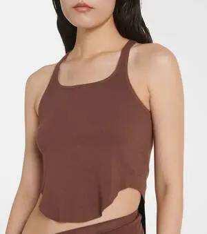 Rick Owens Cropped Cotton Jersey Tank Top - Brown