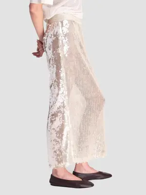 TWP Sylkie Sequined Midi-skirt - Beige Clear
