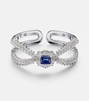 Yeprem 18kt White Gold Bangle With Diamonds And Sapphire - Silver