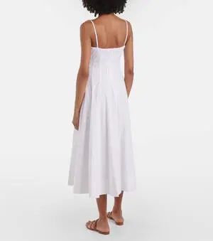 Staud Wylie Corset Cotton Midi Dress - White