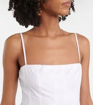 Staud Wylie Corset Cotton Midi Dress - White