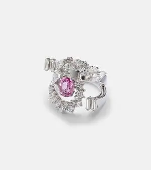 Yeprem 18kt White Gold Diamond And Sapphire Ring - Silver