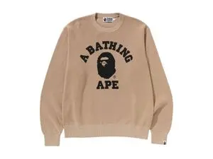 A BATHING APE College Waffle Crewneck Sweatshirt