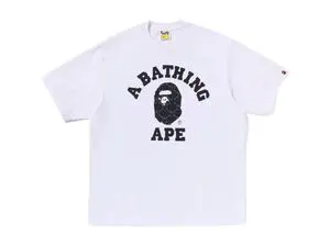 A BATHING APE College Monogram College Relaxed Fit Tee Shirt - White