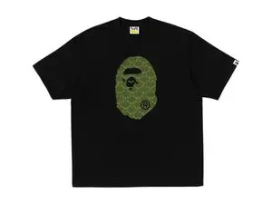 A BATHING APE College Monogram Ape Head Relaxed Fit Tee Shirt - Black