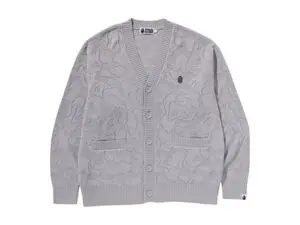 A BATHING APE Solid Camo Jacquard Cardigan