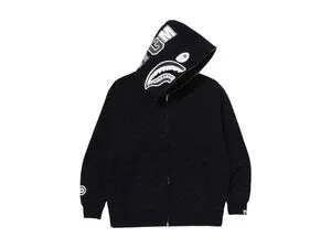 A BATHING APE College Monogram Shark Full Zip Hoodie - Black
