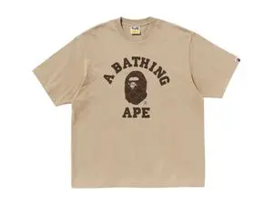A BATHING APE College Monogram College Relaxed Fit Tee Shirt - Beige