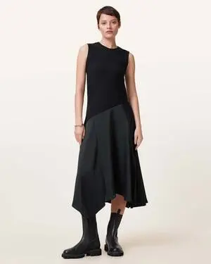 ALLSAINTS Pia Asymmetric Satin Dress