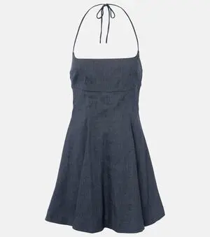 Staud Leone Linen-blend Denim Minidress