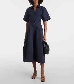 Simkhai Deanna Belted Faille Midi Dress