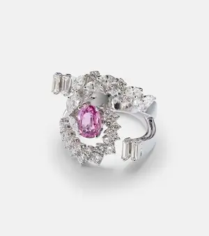 Yeprem 18kt White Gold Diamond And Sapphire Ring - Silver